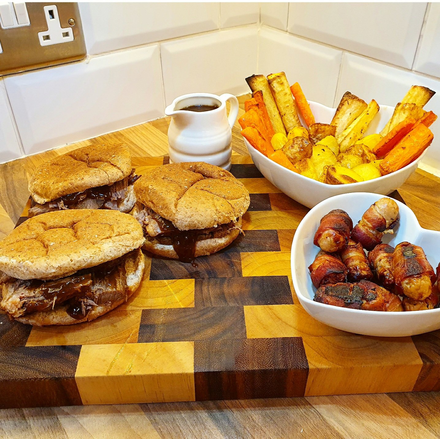 Hot Beef Baps (Cheats Version) With Honey Glazed Carrots & Parsnips ...